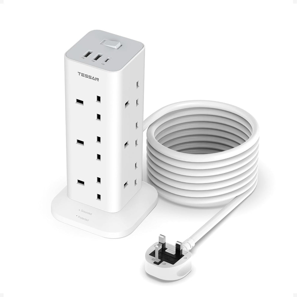 TESSAN 12 Way Multi Plug Adaptor with Switch – Tessan United Kingdom