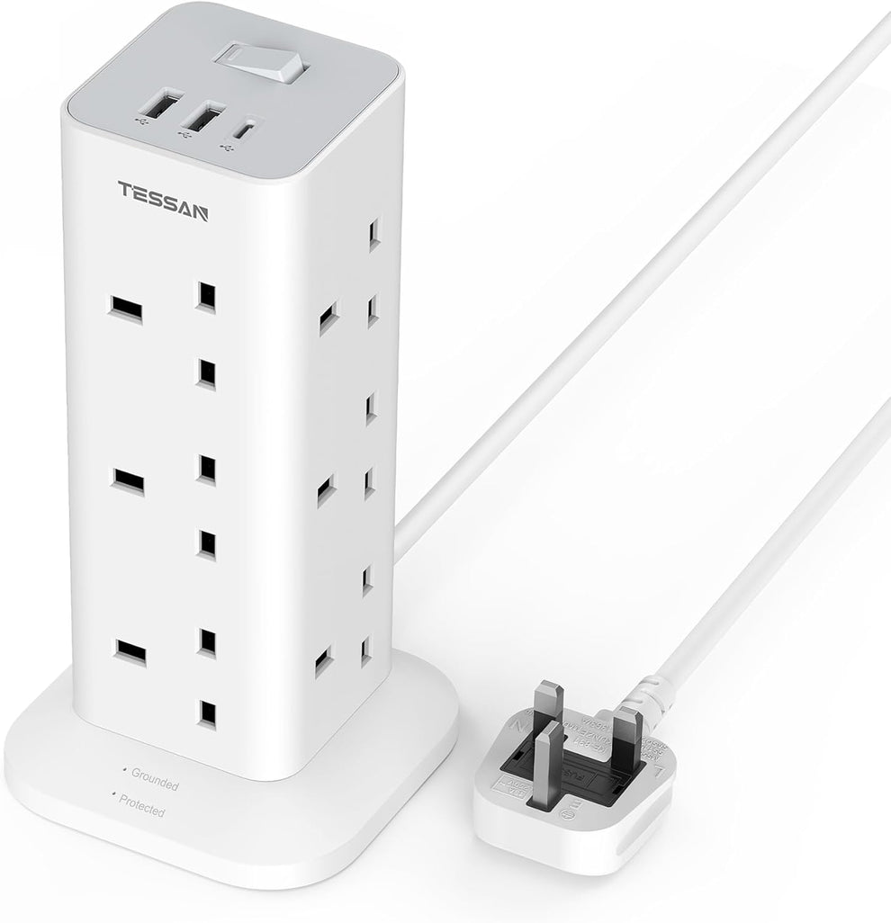 TESSAN 12 Way Multi Plug Adaptor with Switch – Tessan United Kingdom