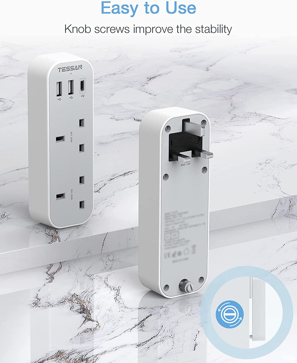 Multi Plug Extension Double Plug Adaptor 3 USB slot